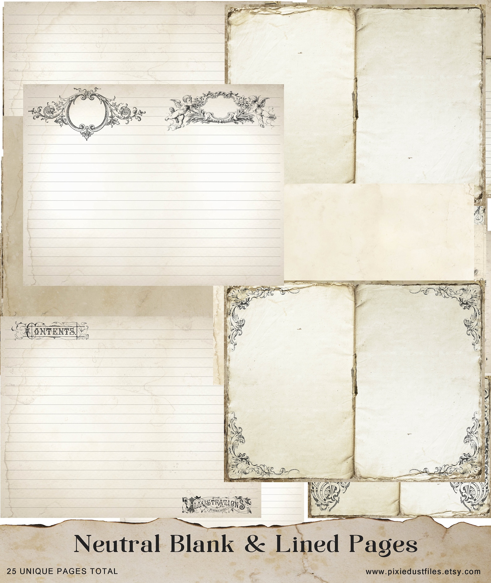 Printable Lined and Blank Journal Pages Lined Paper Bundle - Etsy