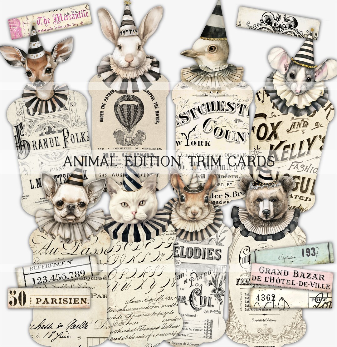 Animal Edition Printable Trim Cards, Paper Spools, Lace Ribbon Holders ...