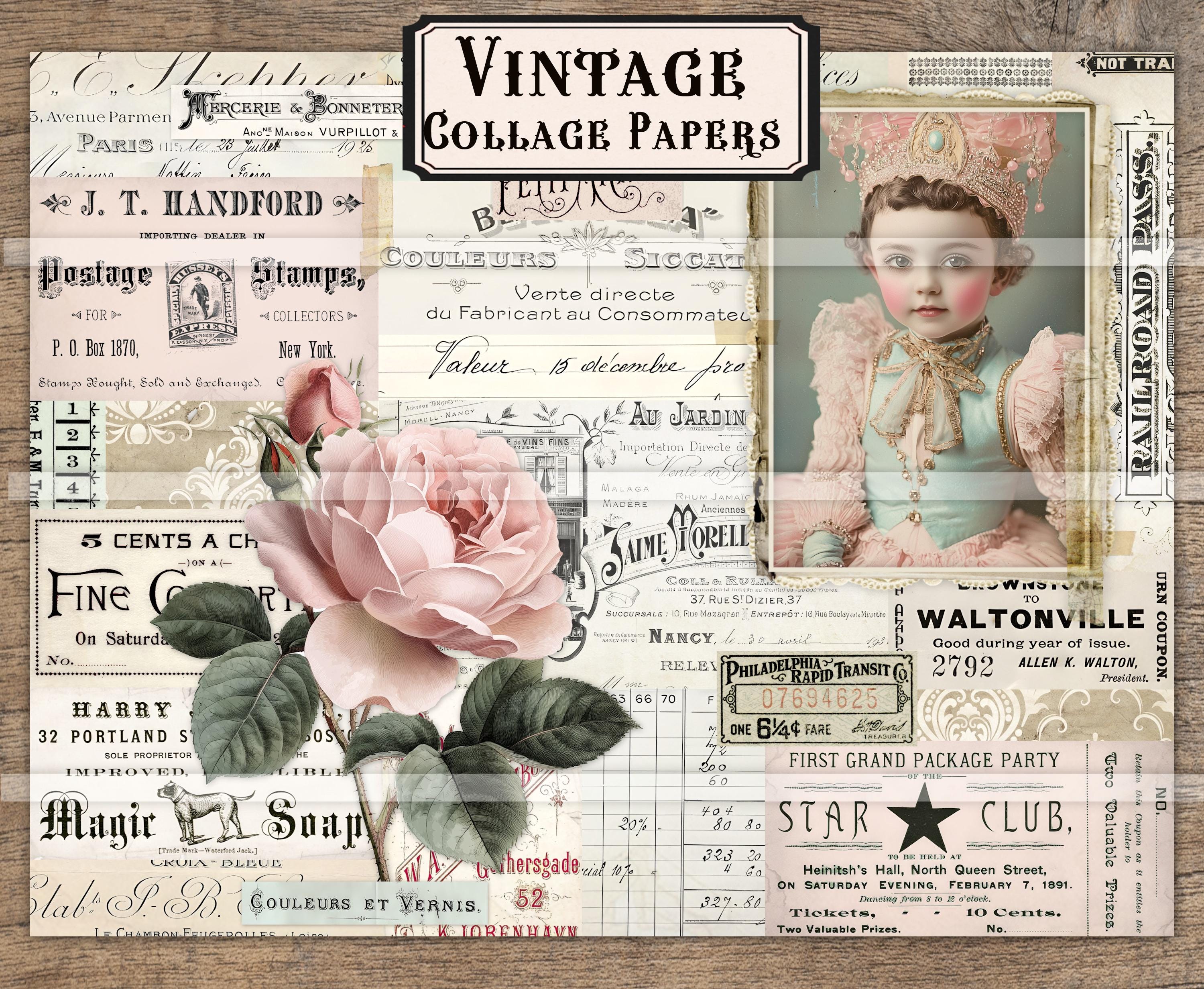 Vintage Collage Papers, Printable Junk Journal Ephemera, Children ...