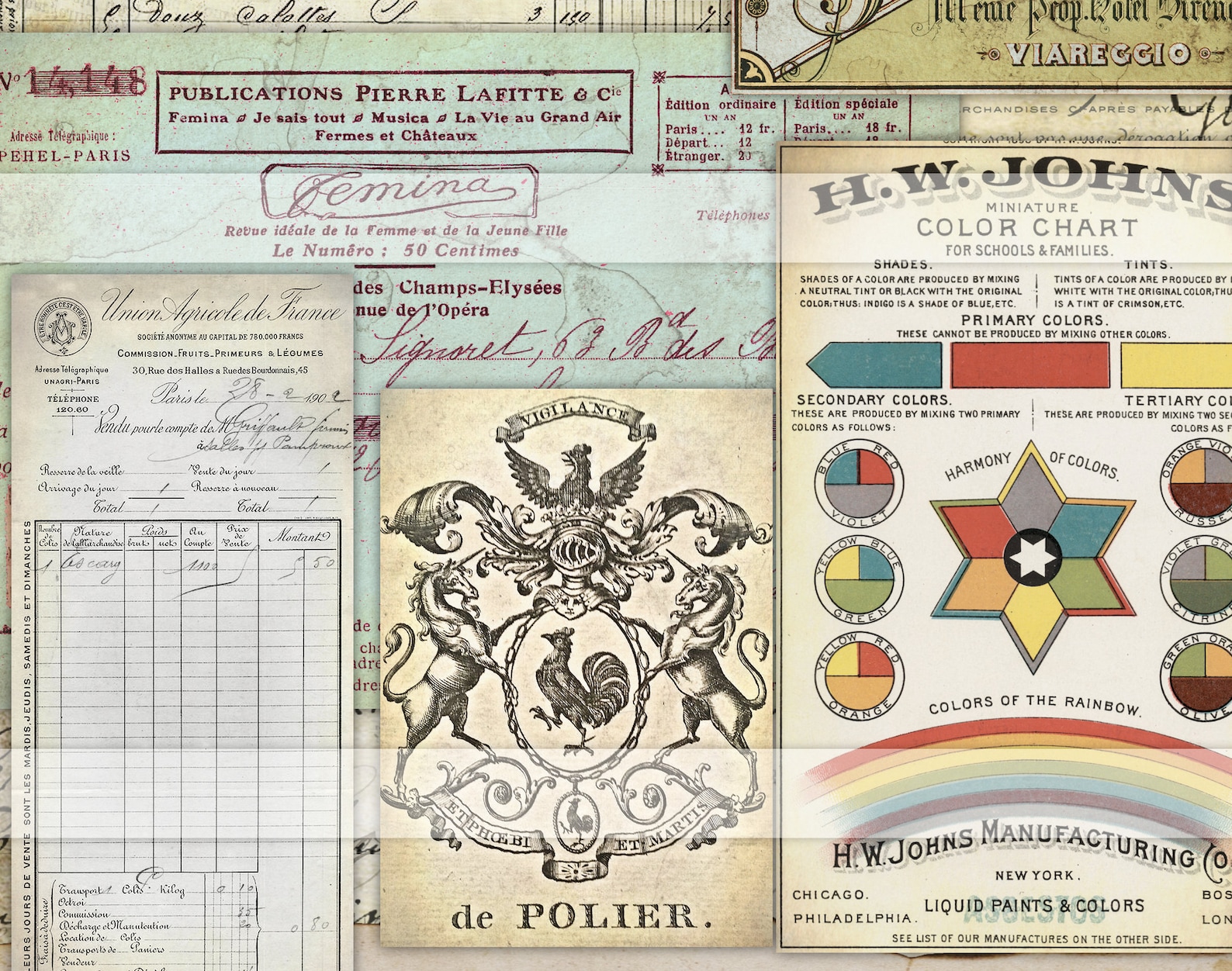 Printable Vintage Paper Ephemera Invoices Receipts for Junk - Etsy