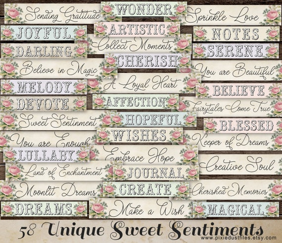 Junk Journal Words Quotes Sweet Shabby Sentiments Quotes - Etsy
