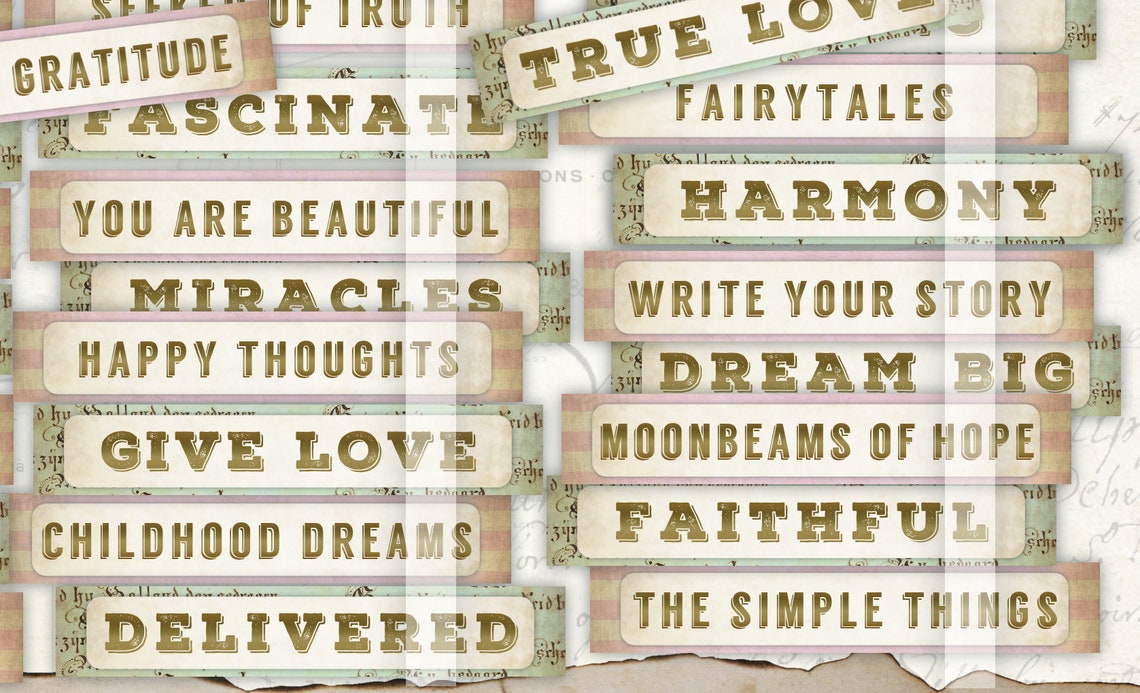 Junk Journal Words Quotes Printable Labels Positive - Etsy