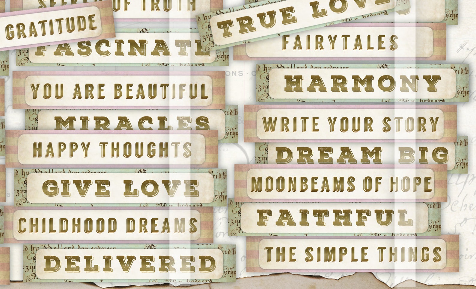 Junk Journal Words Quotes Printable Labels Positive - Etsy