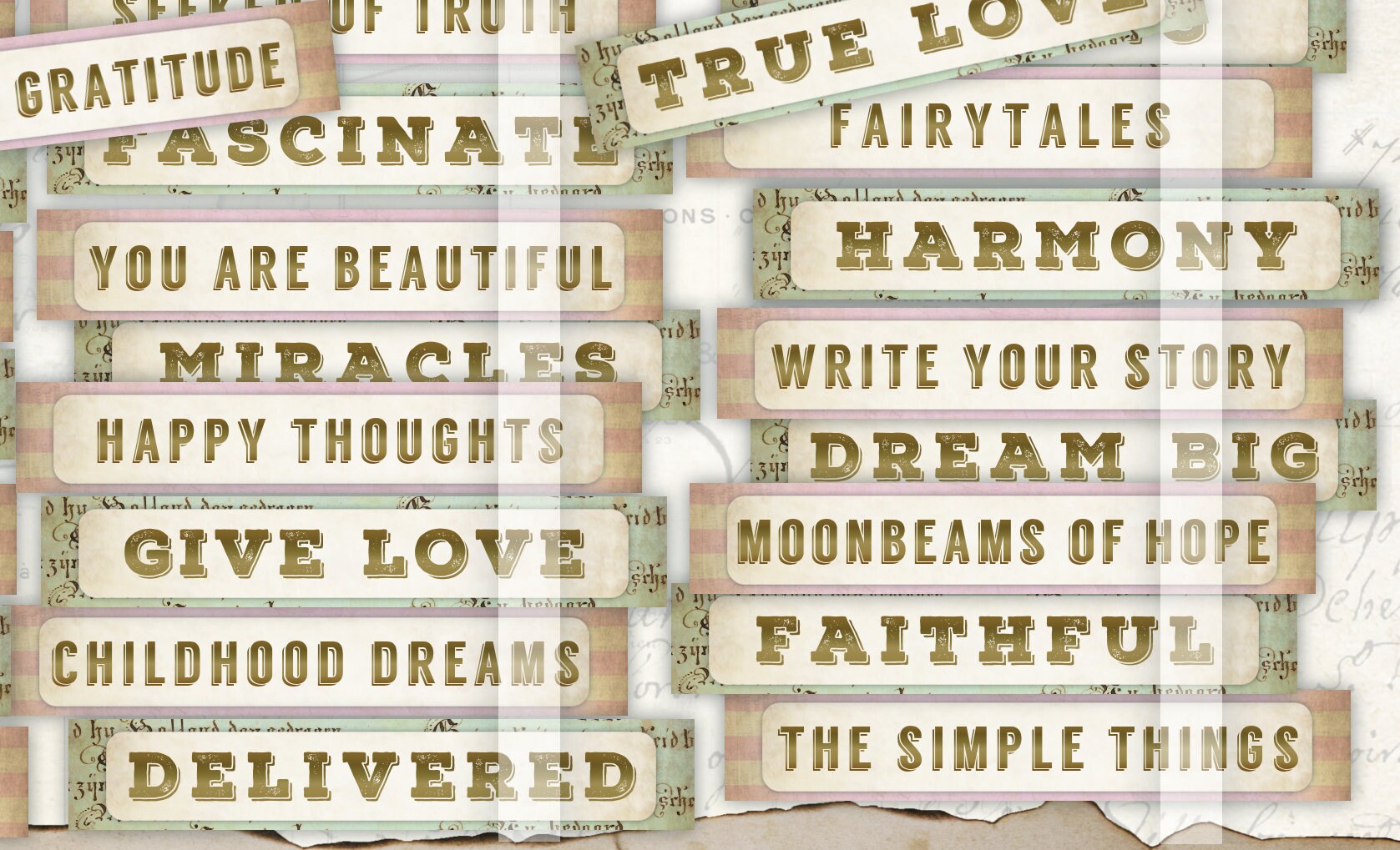 Junk Journal Words Quotes Printable Labels Positive - Etsy
