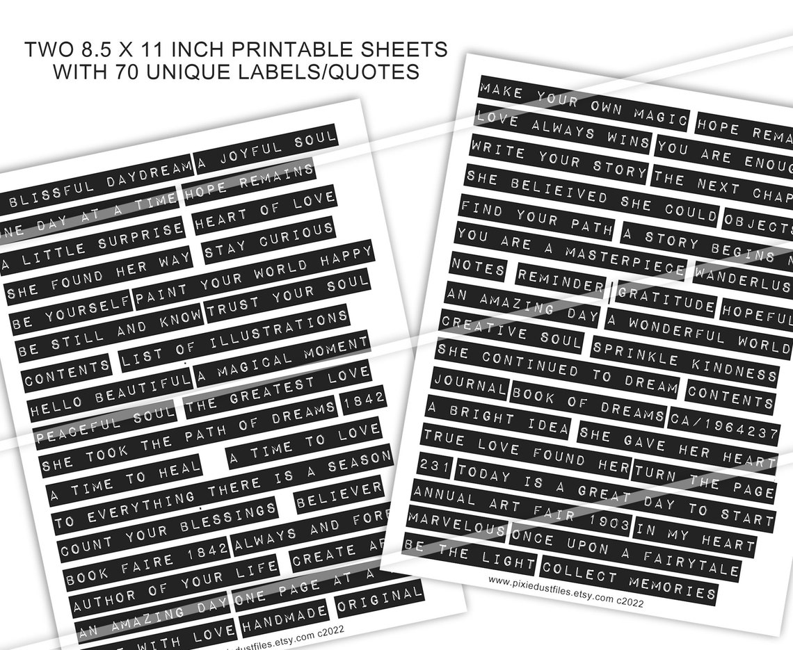 Printable Junk Journal Words, Quotes, Positive Affirmations ...