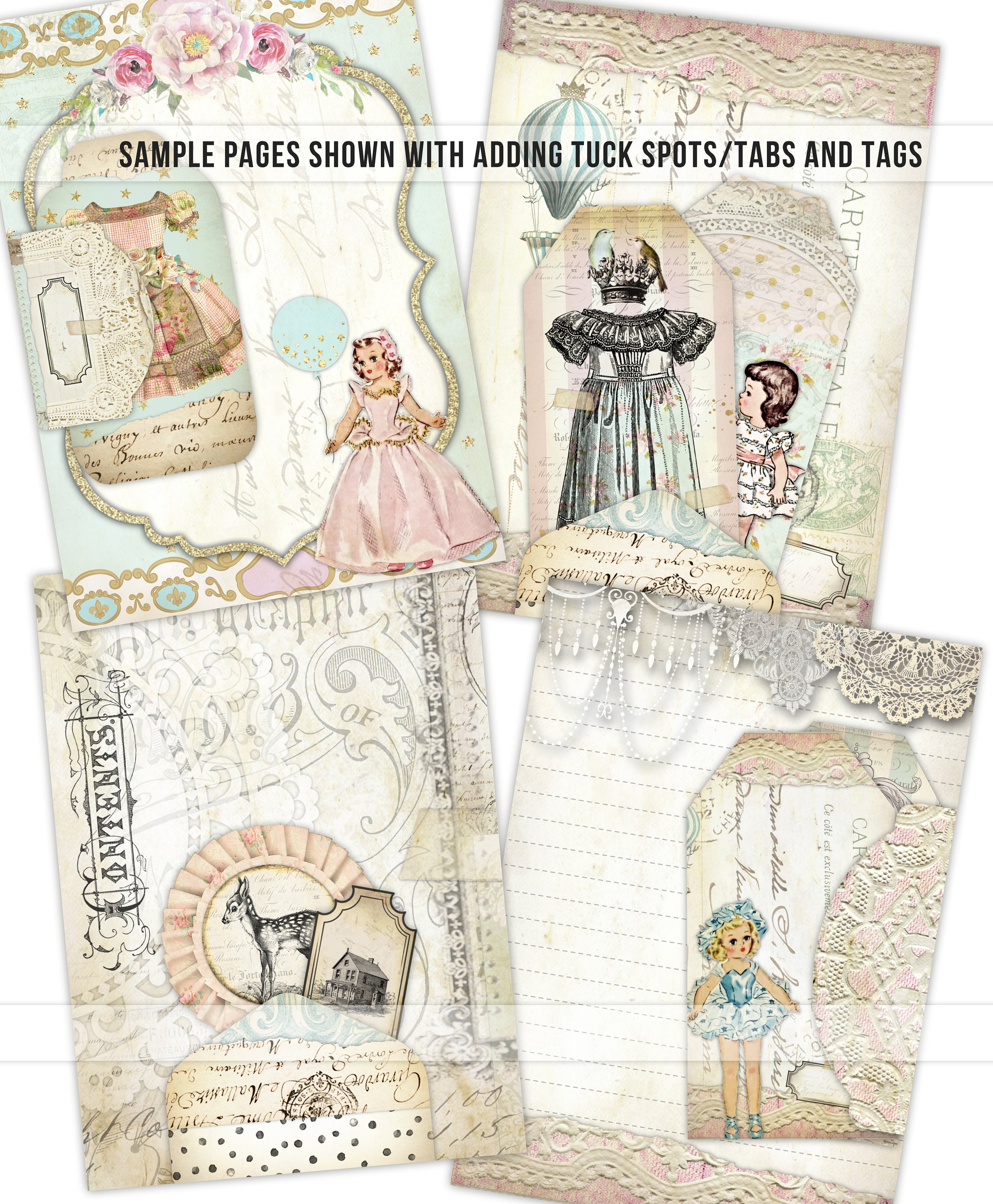 Printable Paper Doll Junk Journal Kit, Vintage Paper Doll Images ...