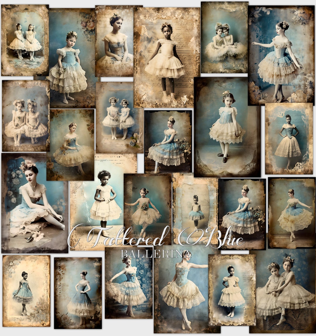 Tattered Blue Junk Journal Kit, Ballerina, Digital Papers, Ballet ...