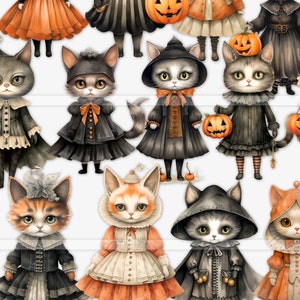 Halloween Printable Kitty Cat Paper Dolls, Junk Journal, Fussy Cut ...
