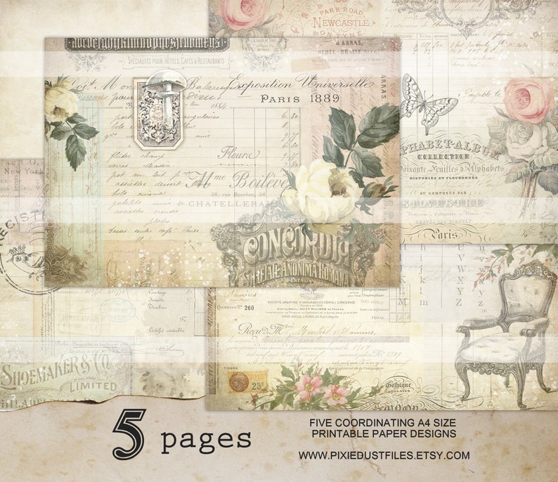 Digital Vintage Printable Paper Junk Journal Kit A4 Size - Etsy