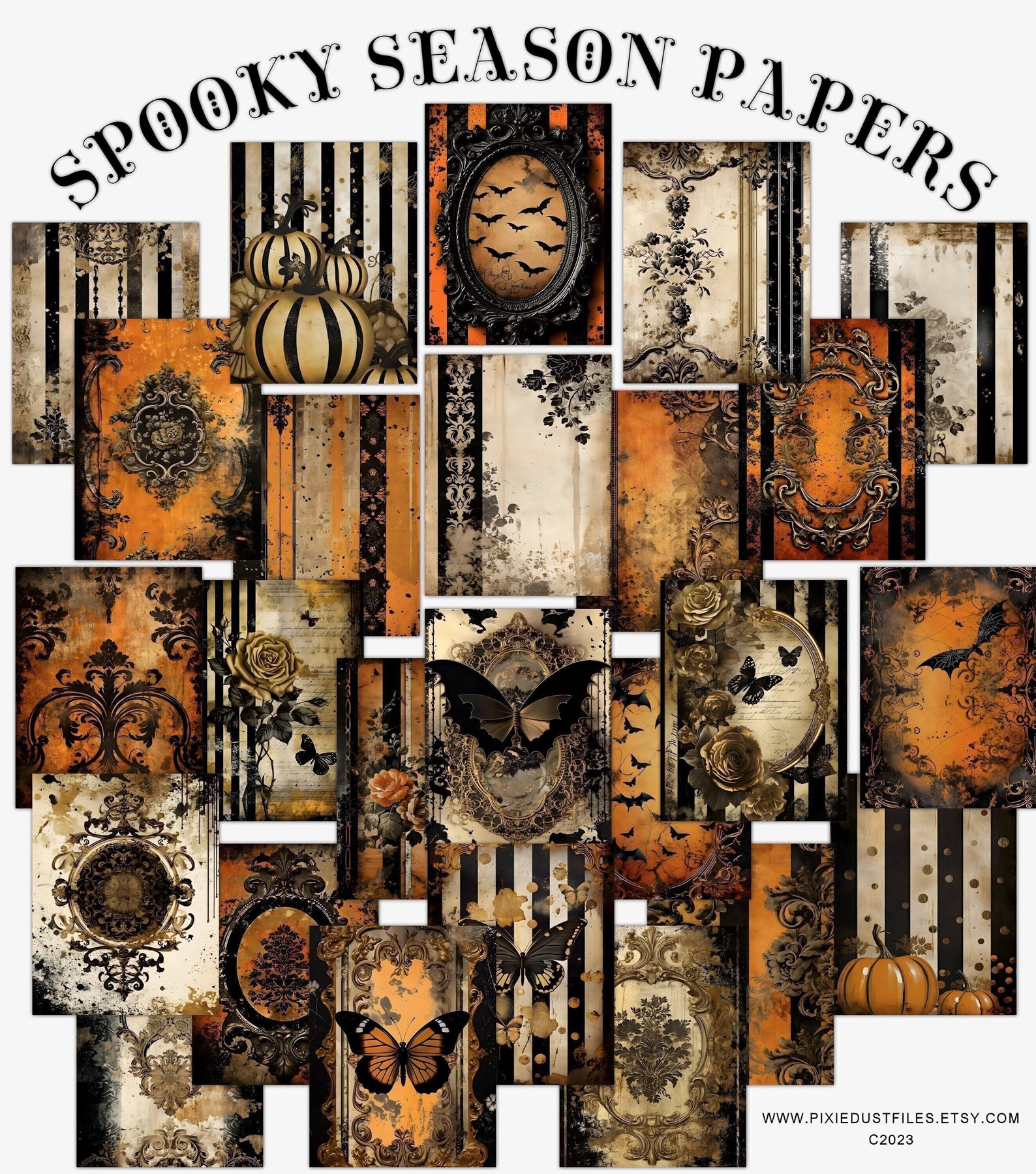 Spooky Season Printable Papers, Junk Journal Kit, Pages, Scrapbooking ...