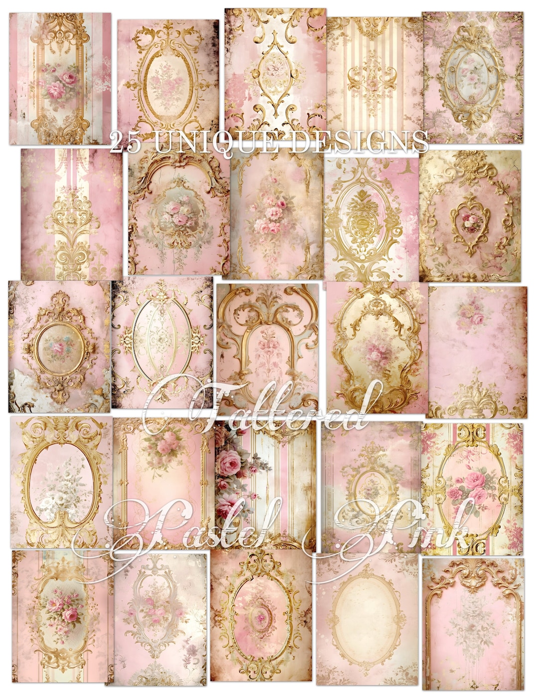 Tattered Pastel Pink, Junk Journal Printable, Journal Pages, French ...