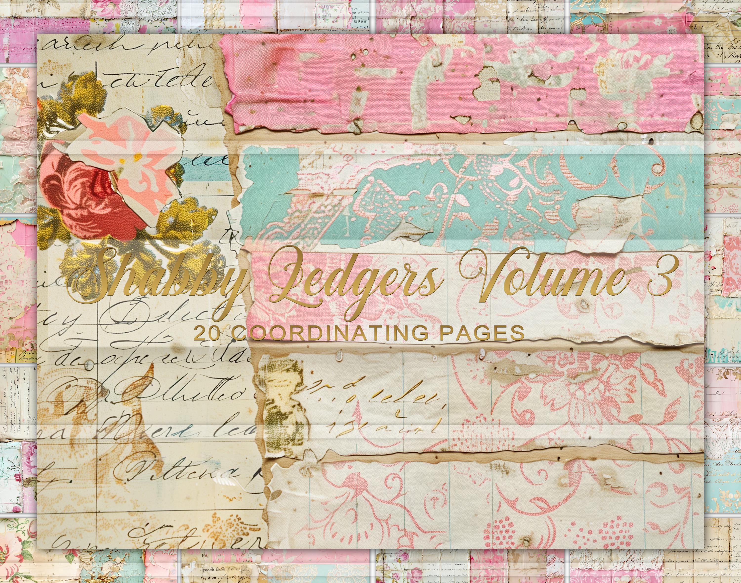 Shabby Ledgers, Printable Junk Journal Pages, Foldable, Shabby Chic ...