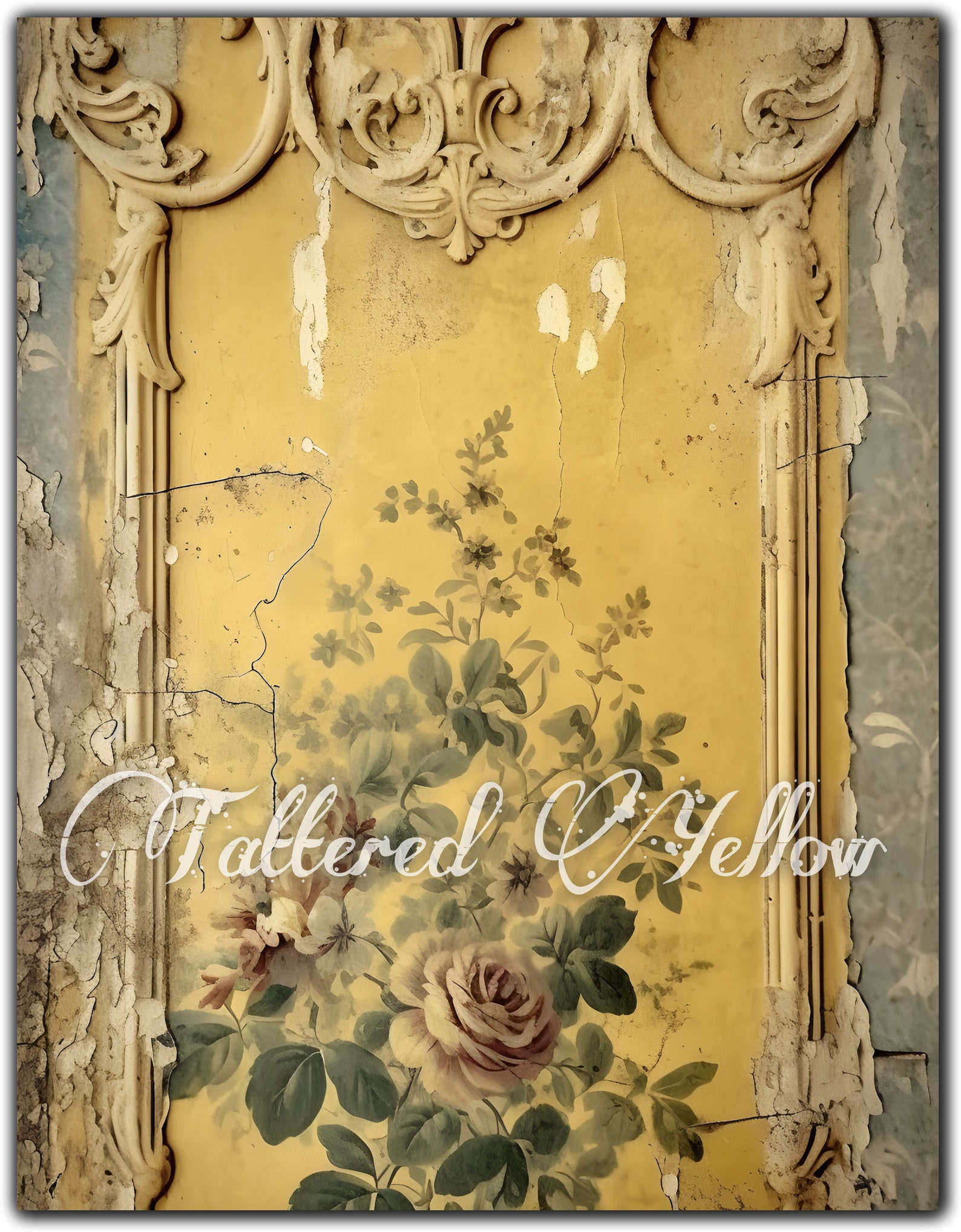 Tattered Yellow Junk Journal Kit, Digital Papers, Green Printable ...