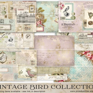 Vintage Birds Junk Journal Pages, Printable Papers, Journal Supplies ...