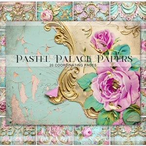 Pastel Palace Printable Paper, Junk Journal Pages, Digital Download ...