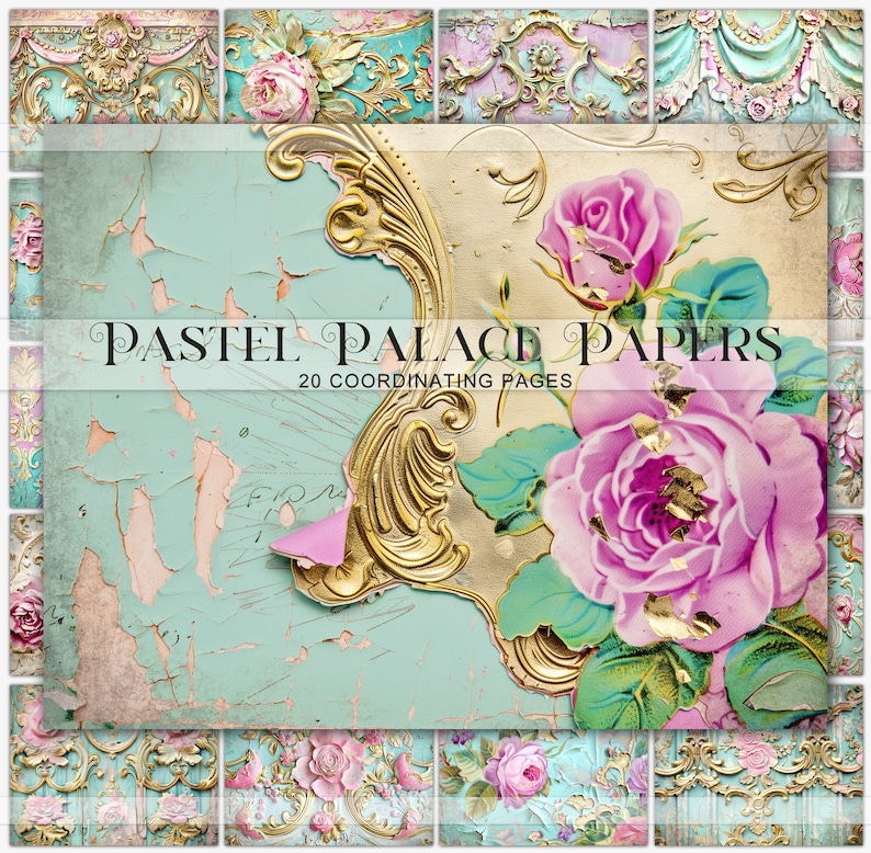 Pastel Palace Printable Paper, Junk Journal Pages, Digital Download ...