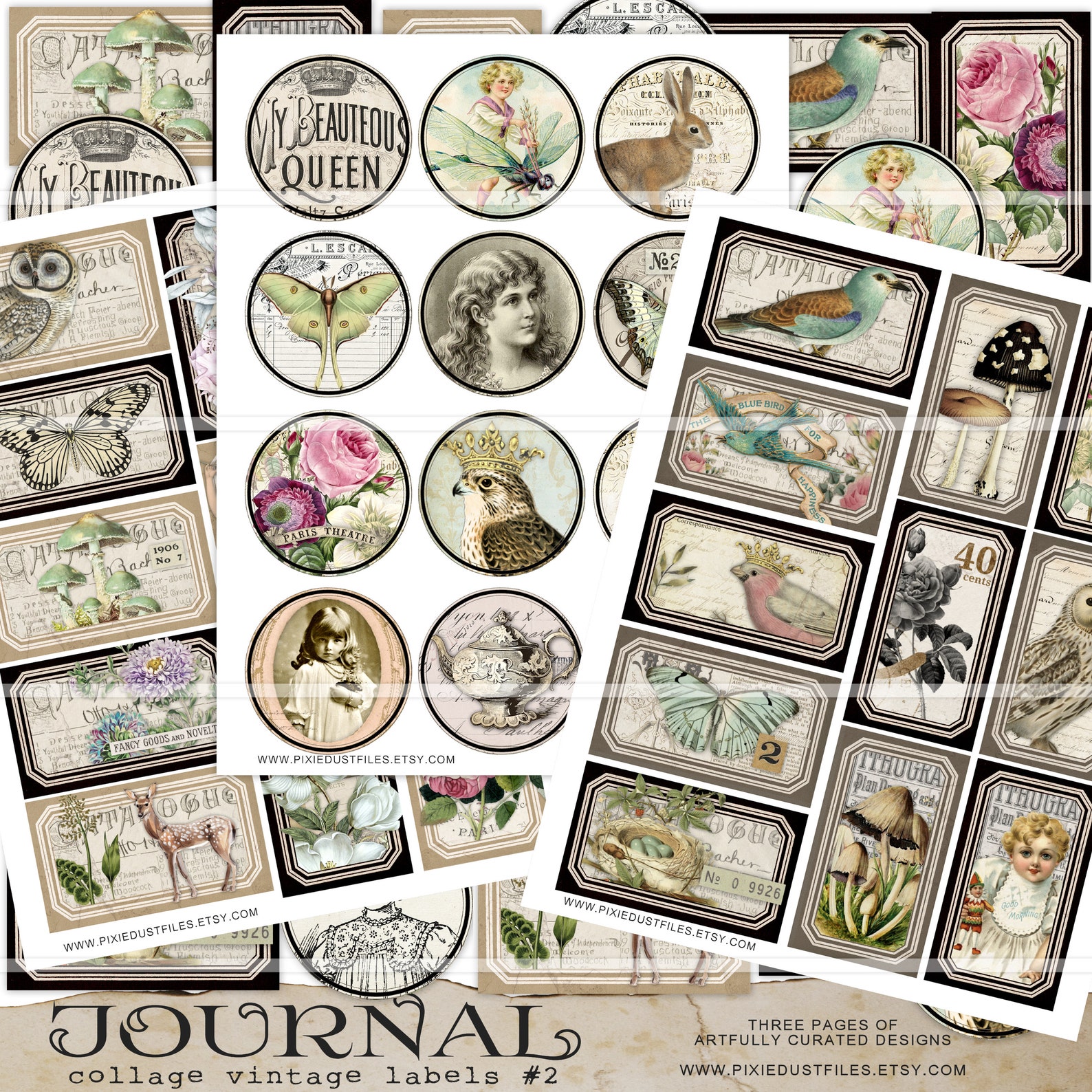 Printable Junk Journal Labels Vintage Ephemera Printable - Etsy