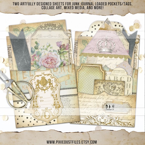 Blue Junk Journal Kit Digital Vintage Ephemera Pack Printable - Etsy