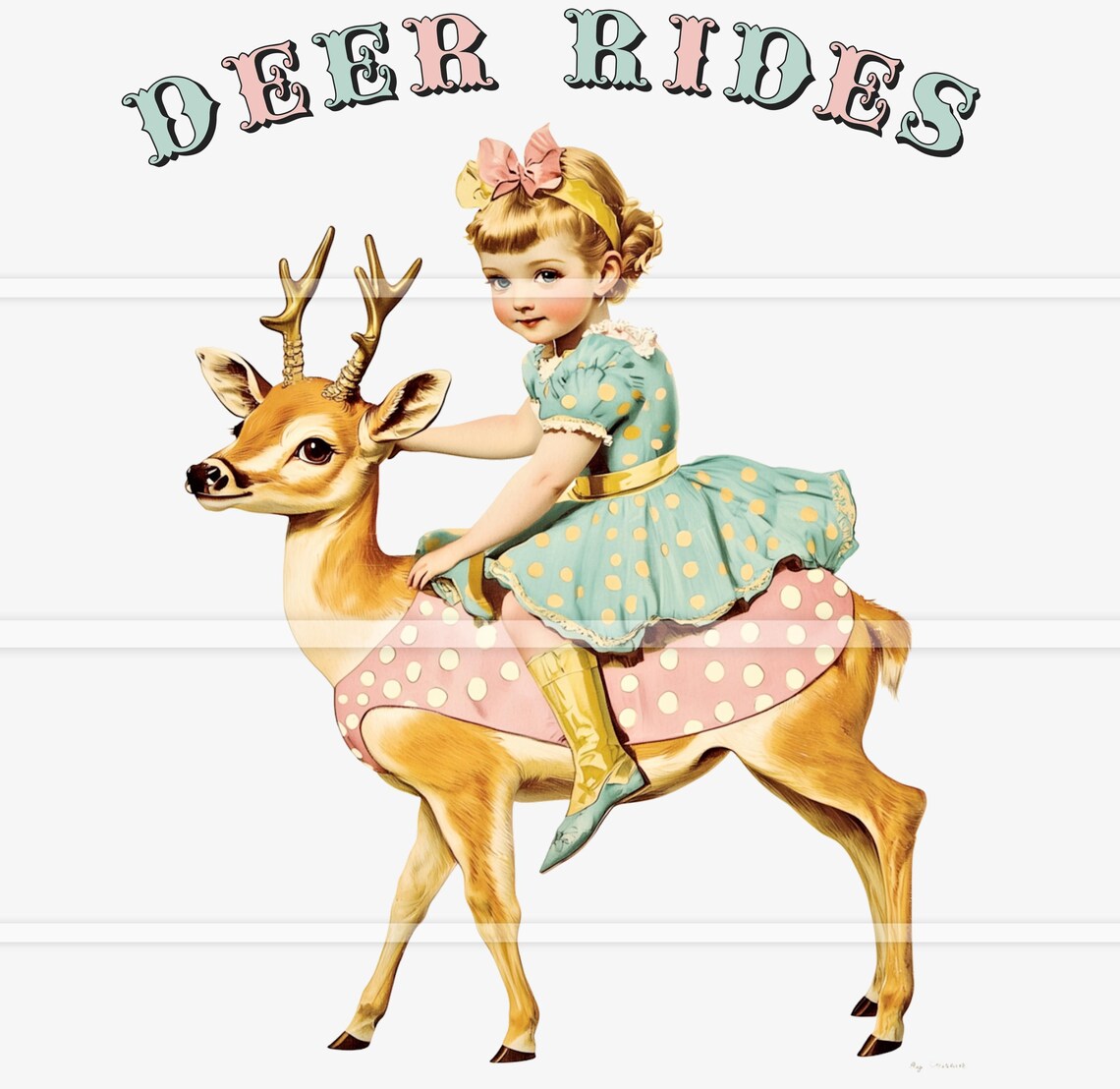 Deer Rides, Printable Paper Dolls, Fussy Cut Images, Vintage Children ...