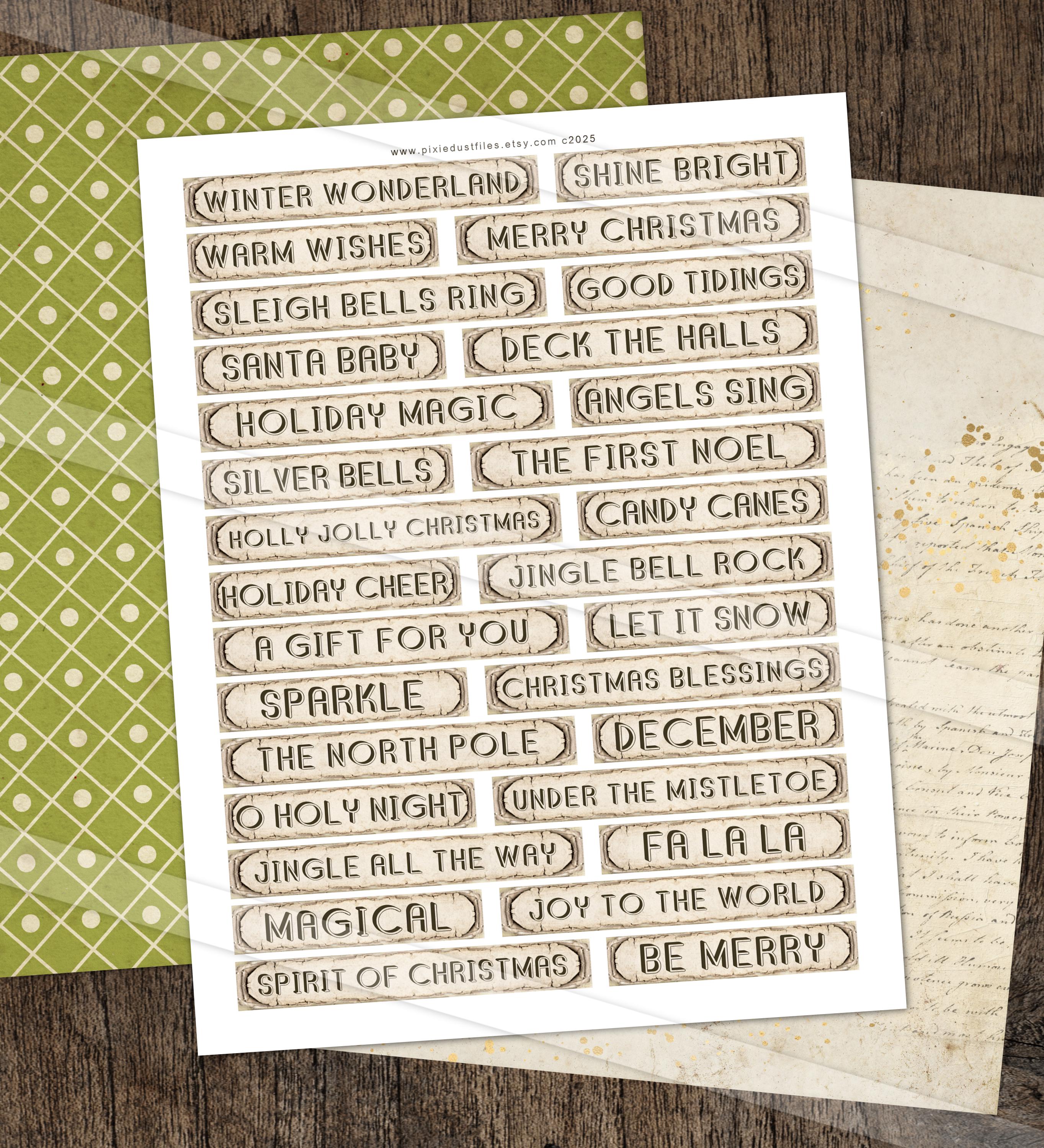 Christmas Word Tags, Printable Christmas Junk Journal Kit, DIGITAL ...