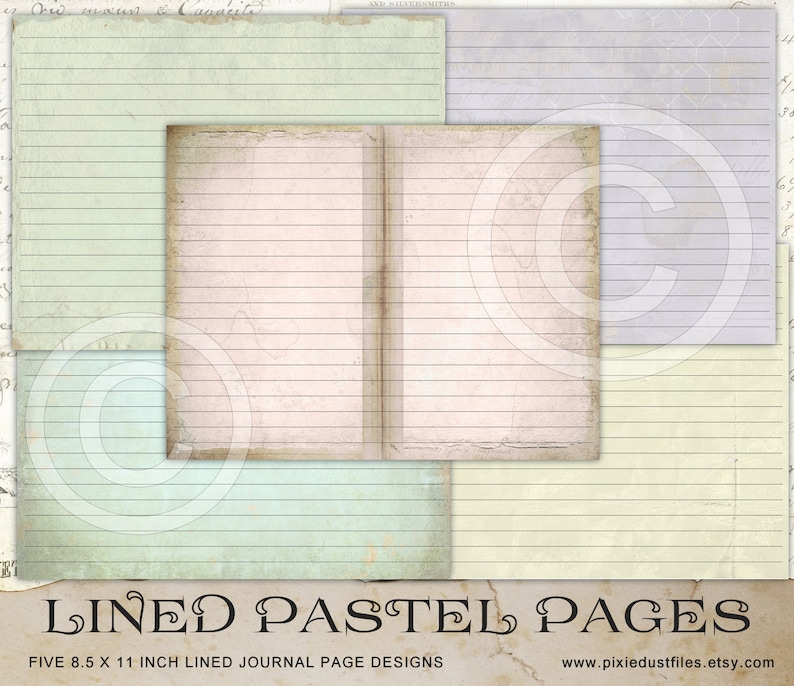 Printable Lined Journal Pages Junk Journal Digi Paper Kit | Etsy