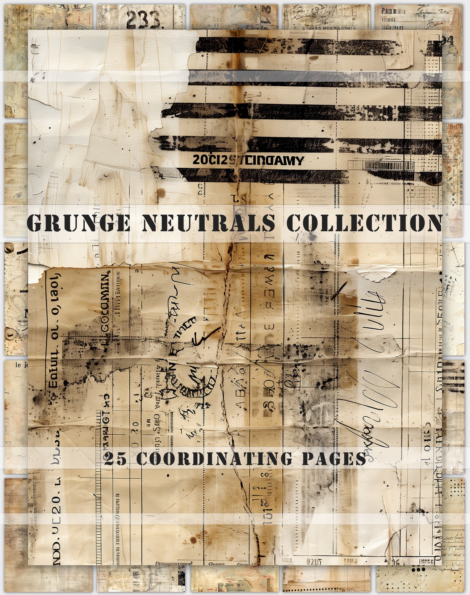 Printable Grunge Junk Journal Printable Papers, Neutrals, Journal Pages ...