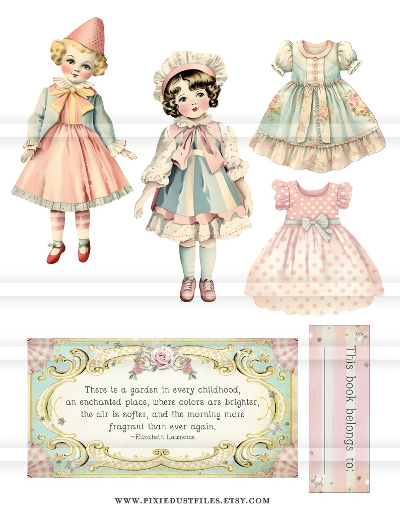 Paper Doll Junk Journal Kit, Tall and Slim Journal, Printable Kit ...