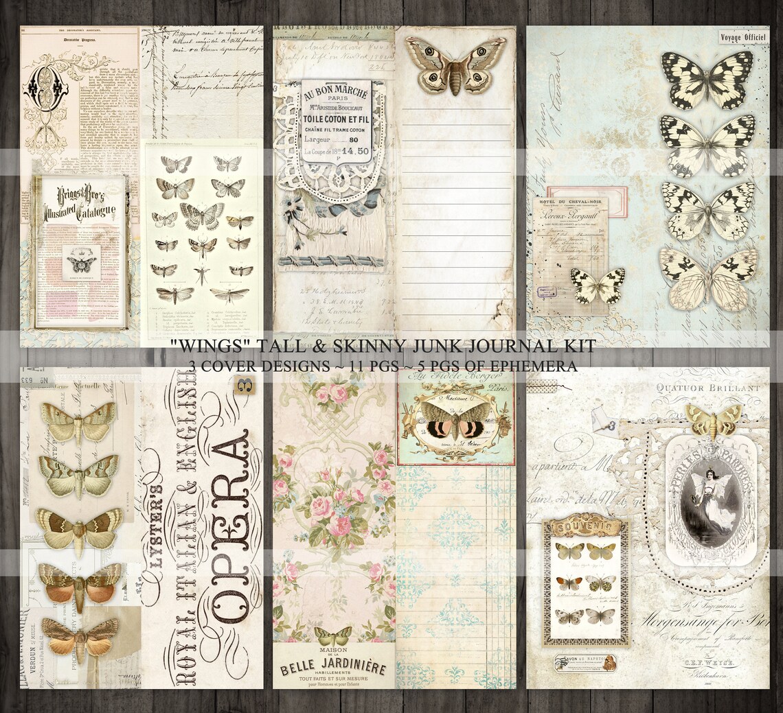 Printable Junk Journal Kit Tall & Slim Pages Vintage - Etsy