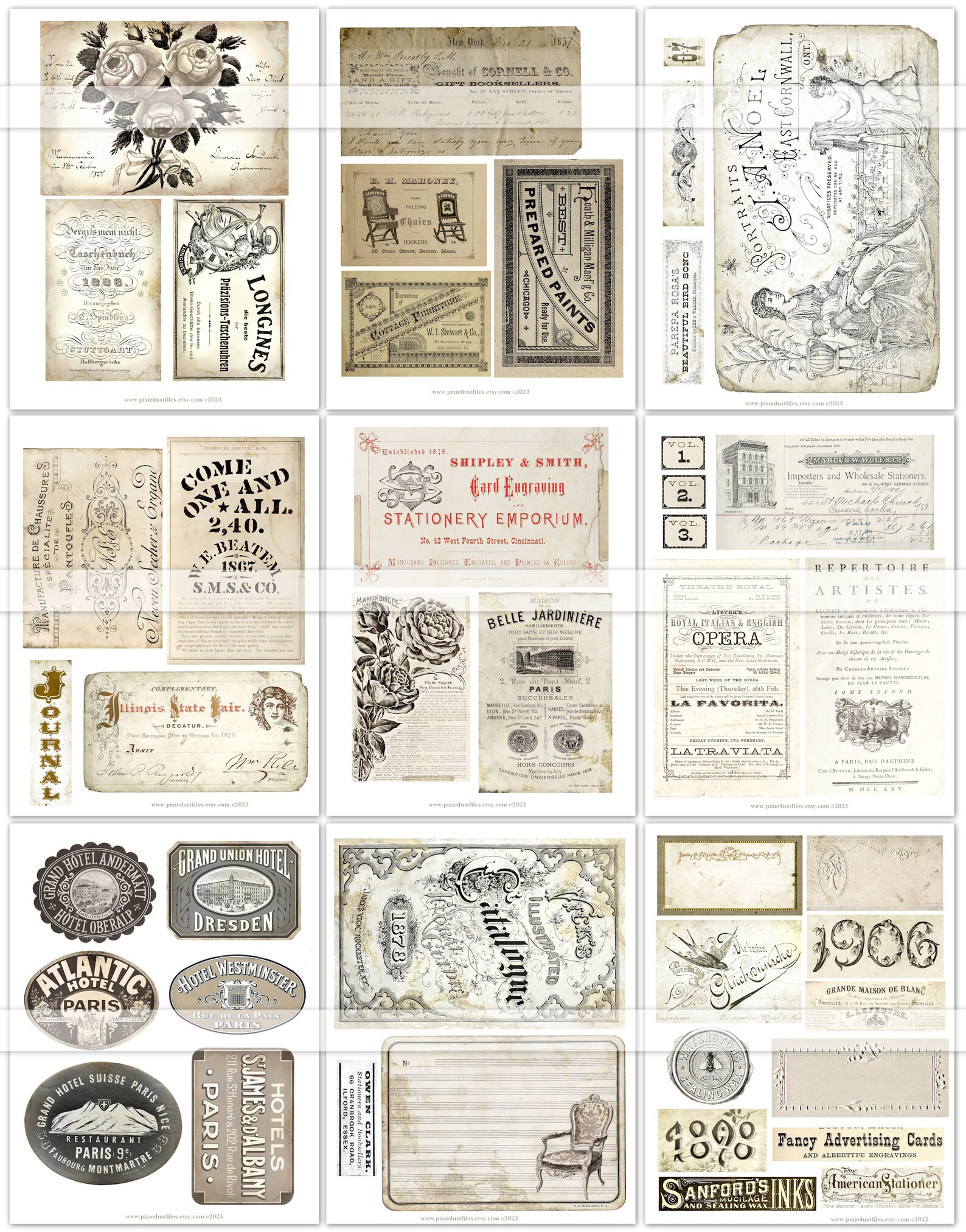 Printable Vintage Ephemera, Junk Journal Digi Kit, Digital Junk Journal ...