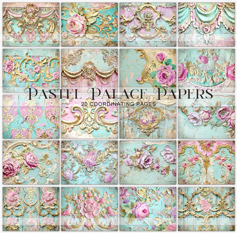 Pastel Palace Printable Paper, Junk Journal Pages, Digital Download ...