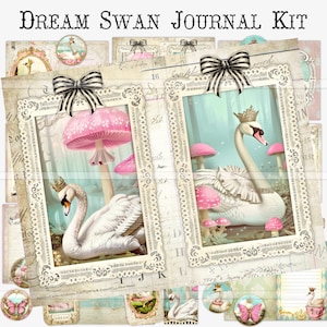 Dream Swan Junk Journal Kit, Printable Swan Papers, Digital Download ...