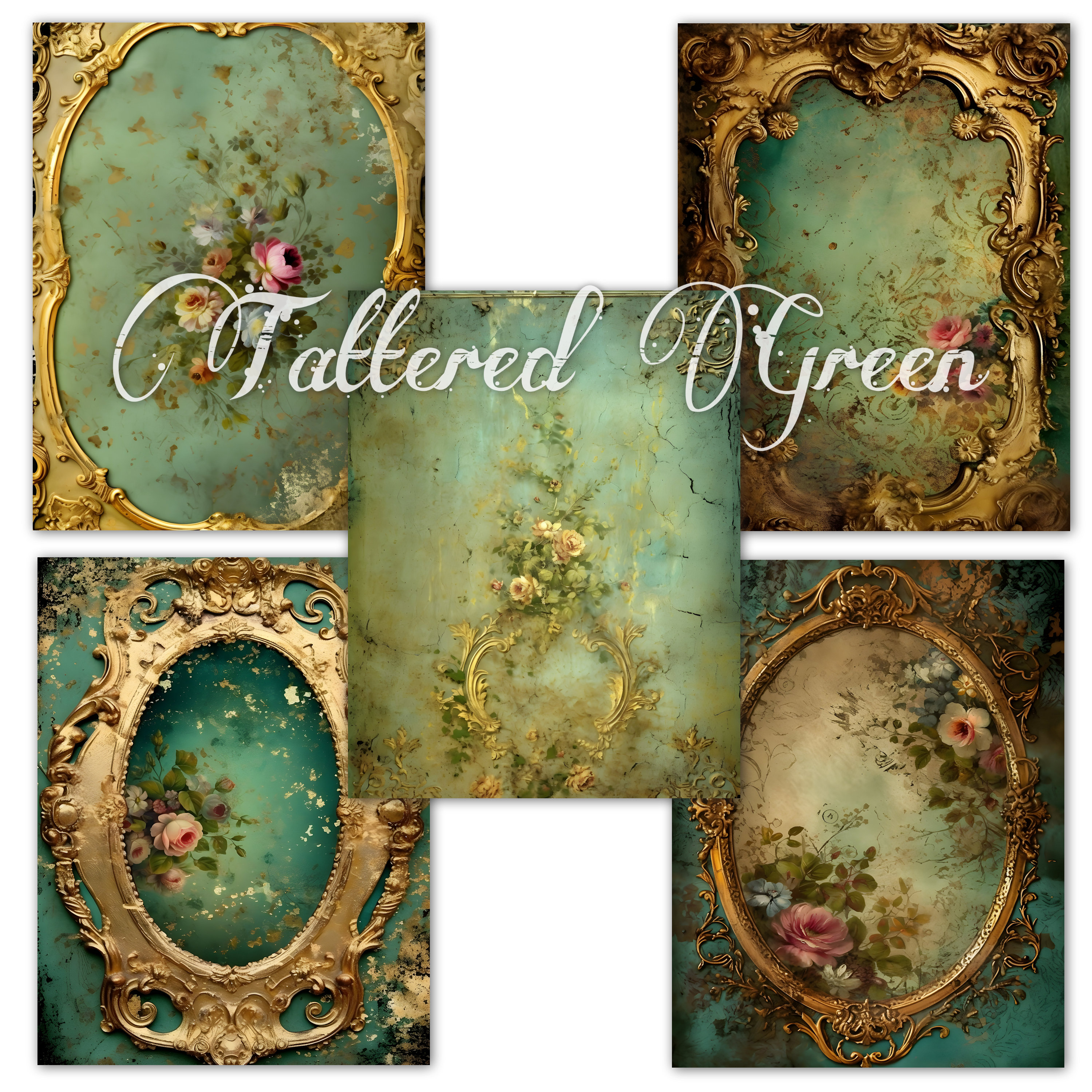 Tattered Green Junk Journal Kit Digital Papers Green - Etsy