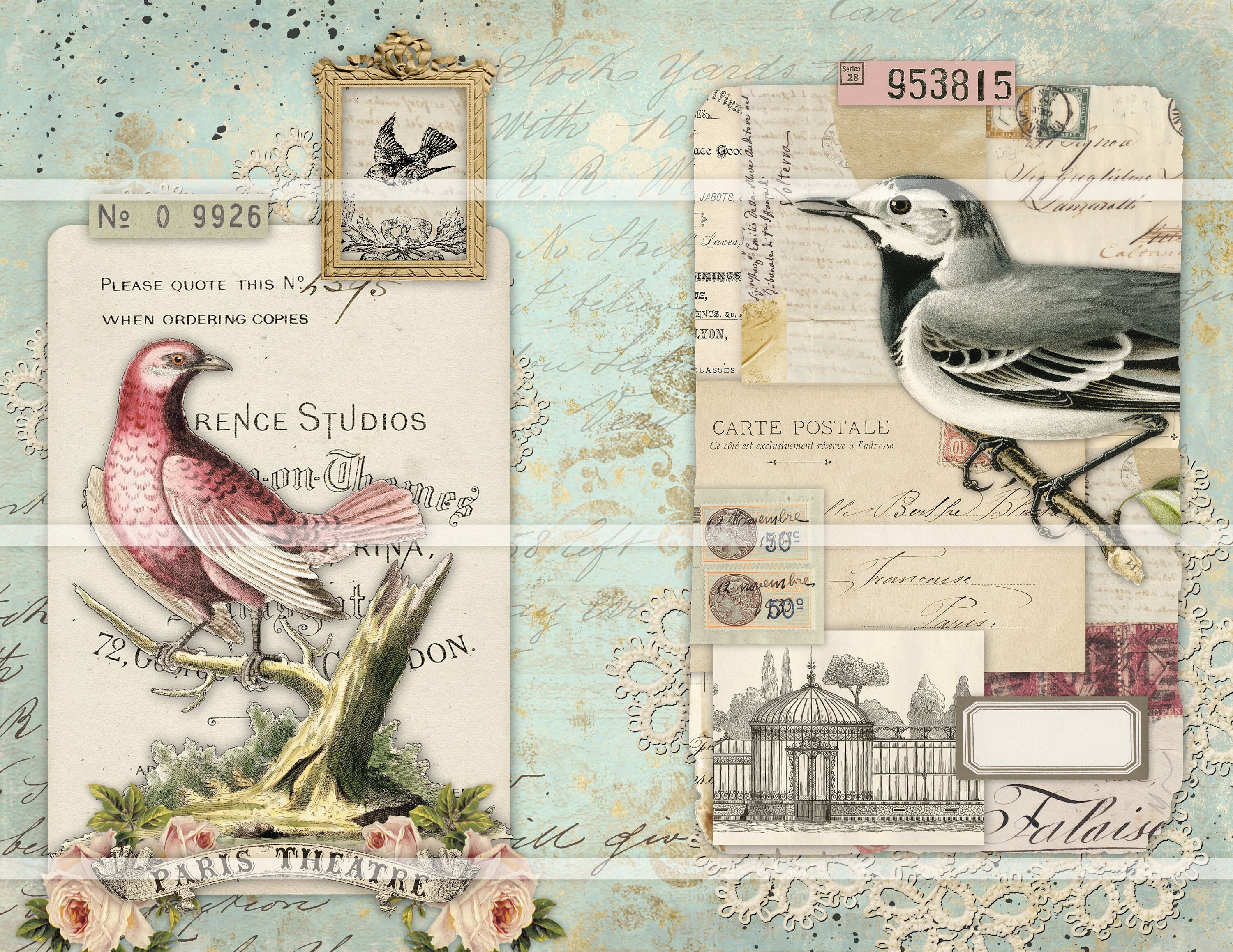 Vintage Birds Junk Journal Pages Printable Papers Journal - Etsy