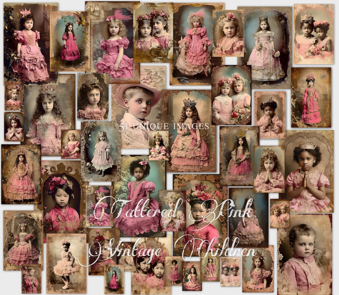 Tattered Pink Junk Journal Kit, Vintage Photos, Journaling Cards, Card ...