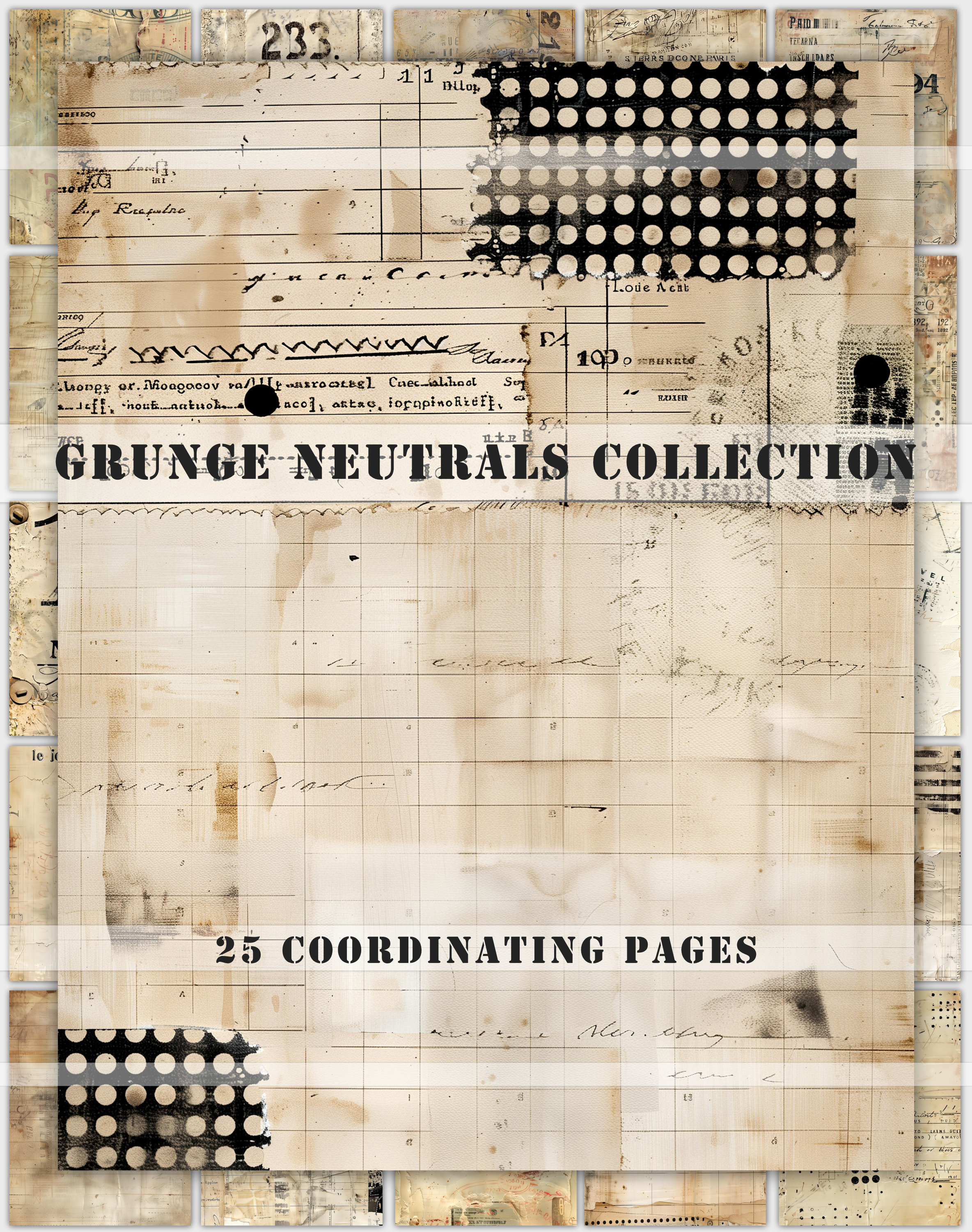 Printable Grunge Junk Journal Printable Papers, Neutrals, Journal Pages ...
