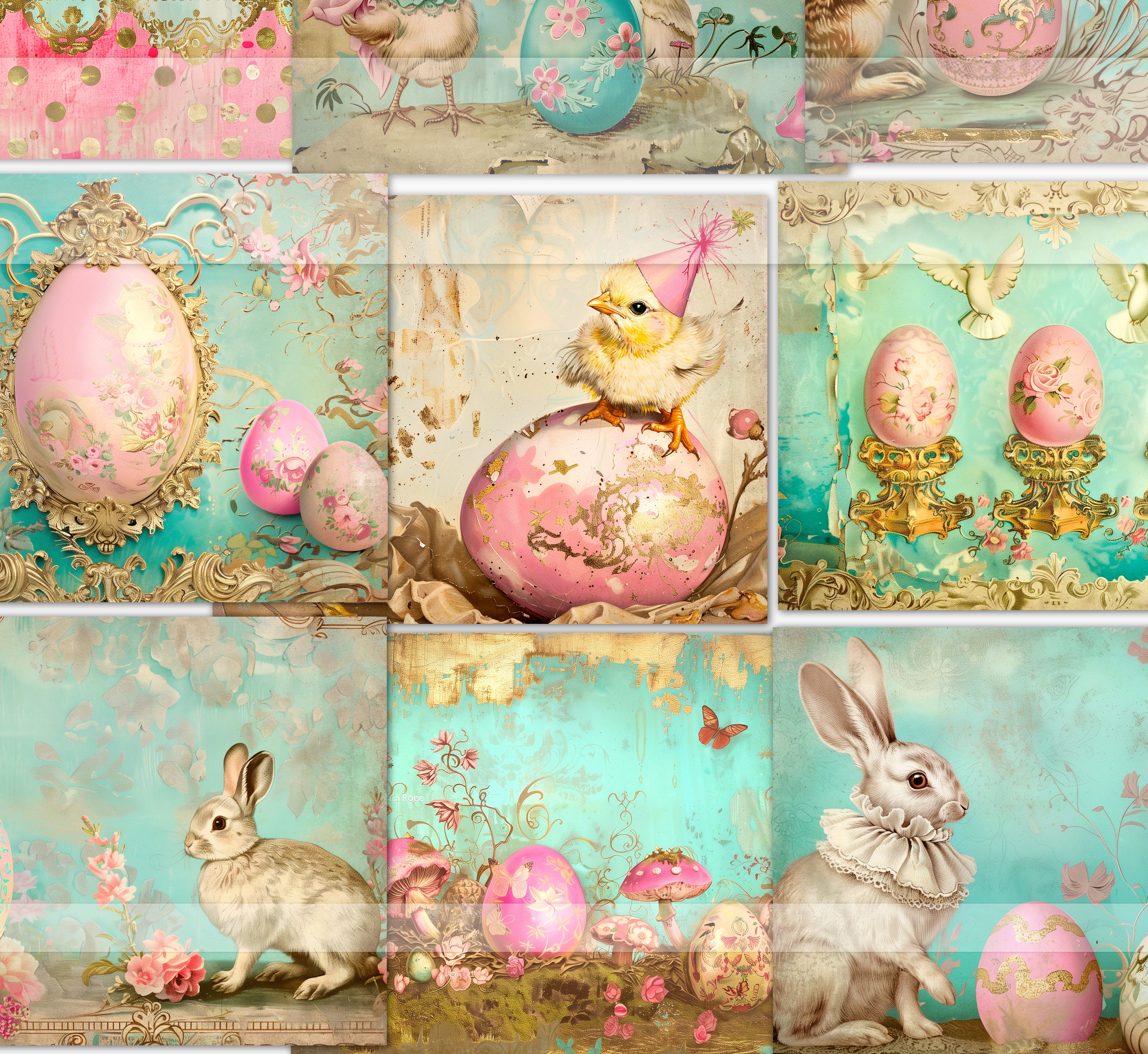Easter Junk Journal Printable Kit, Foldable Landscape Pages, Vintage ...