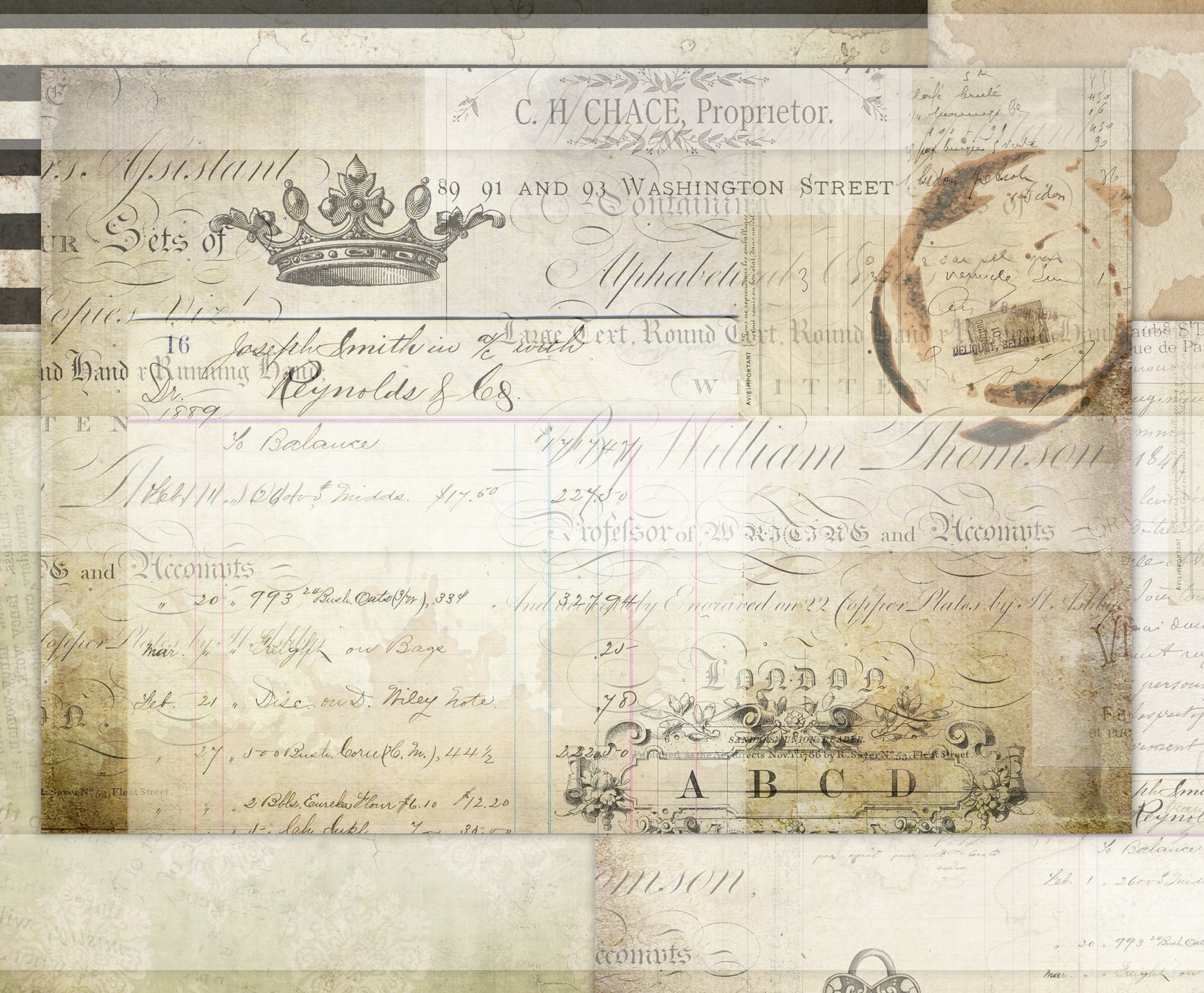 Junk Journal Kit Printable Coffee Tea Stained Papers Digital | Etsy