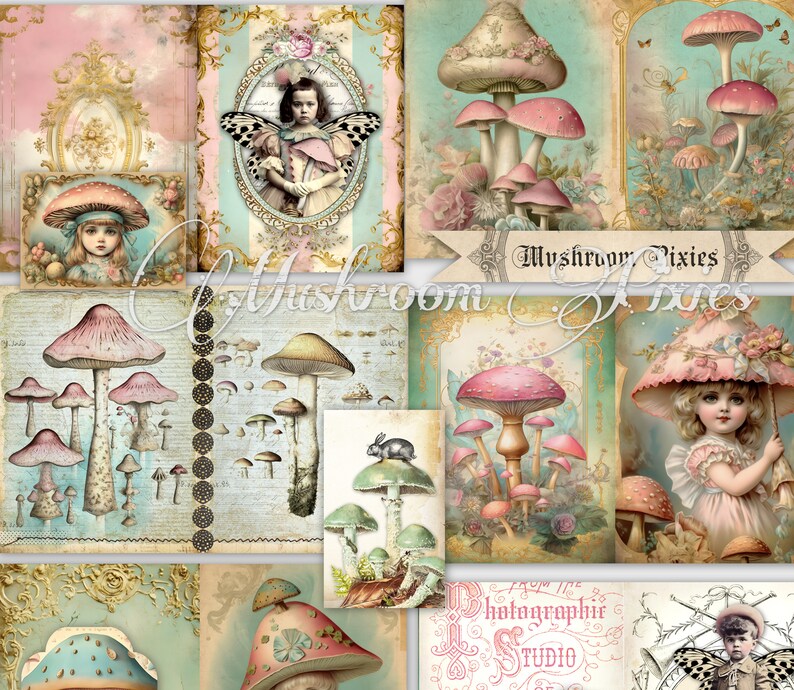 Mushroom Pixies Junk Journal Kit, Junk Journal Mushrooms, Printable ...