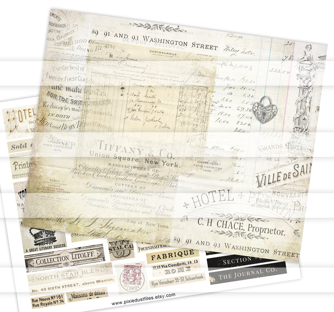 Junk Journal Kit Labels Words and Numbers Printable Vintage - Etsy