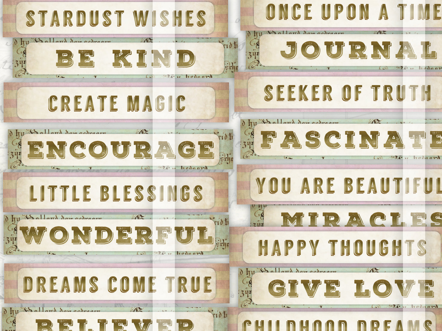 Junk Journal Words Quotes Printable Labels Positive - Etsy
