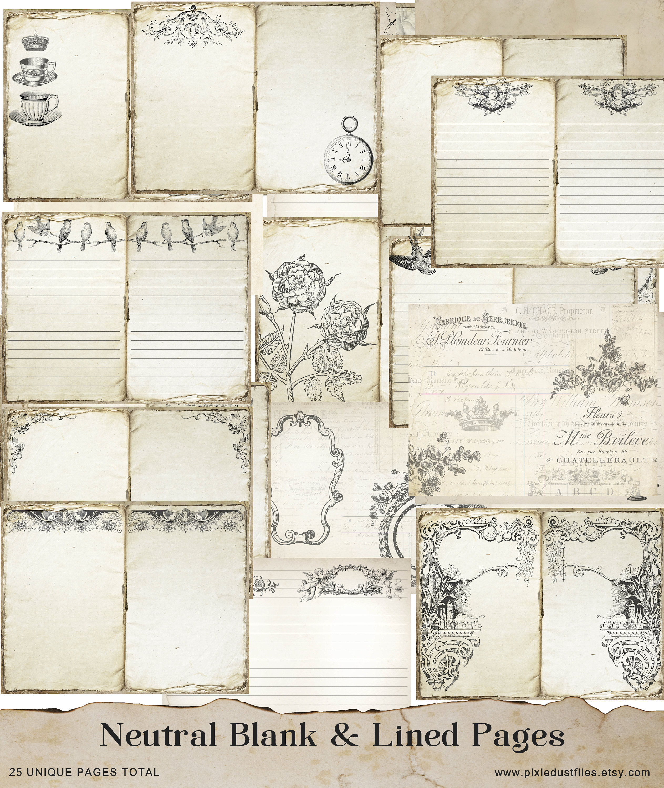 Printable Lined and Blank Journal Pages Lined Paper Bundle - Etsy