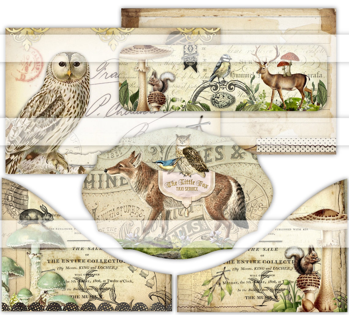 Printable Forest Junk Journal Kit Digital Papers Woodland - Etsy