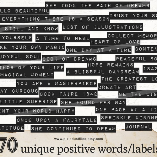 Digital Collage Sheet Words Phrases Inspirational Motivation - Etsy