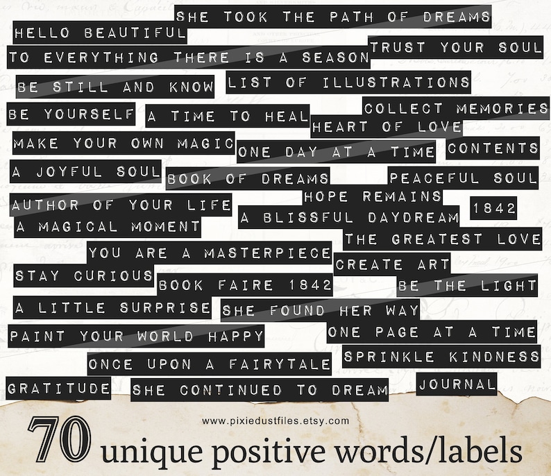 Printable Junk Journal Words, Quotes, Positive Affirmations ...