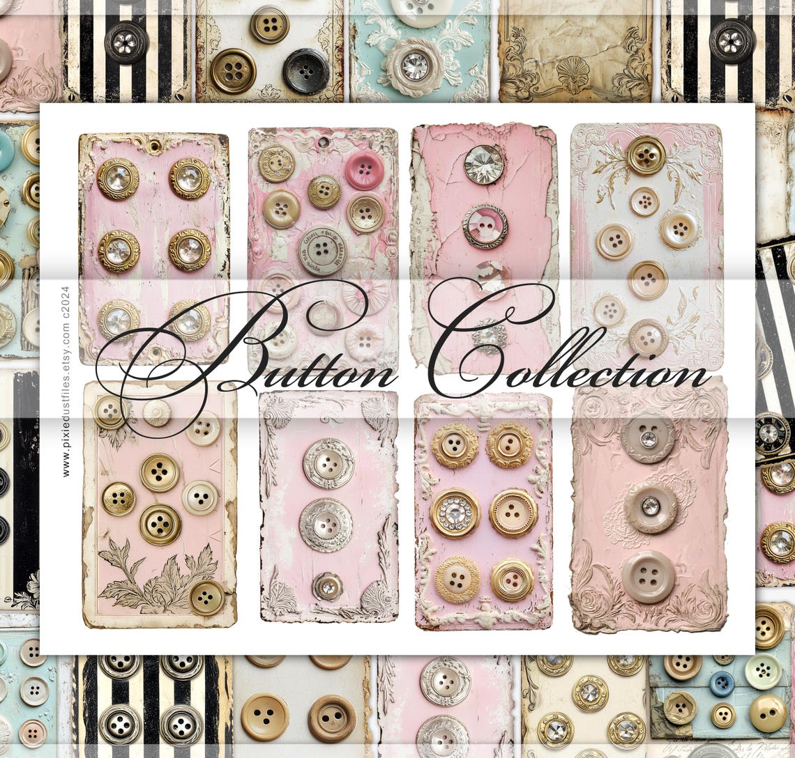 Printable Button Cards, Junk Journal Kit, Journaling Cards, Vintage ...