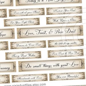 Junk Journal Labels, Quotes, Positive Words, Printable Digital Collage ...