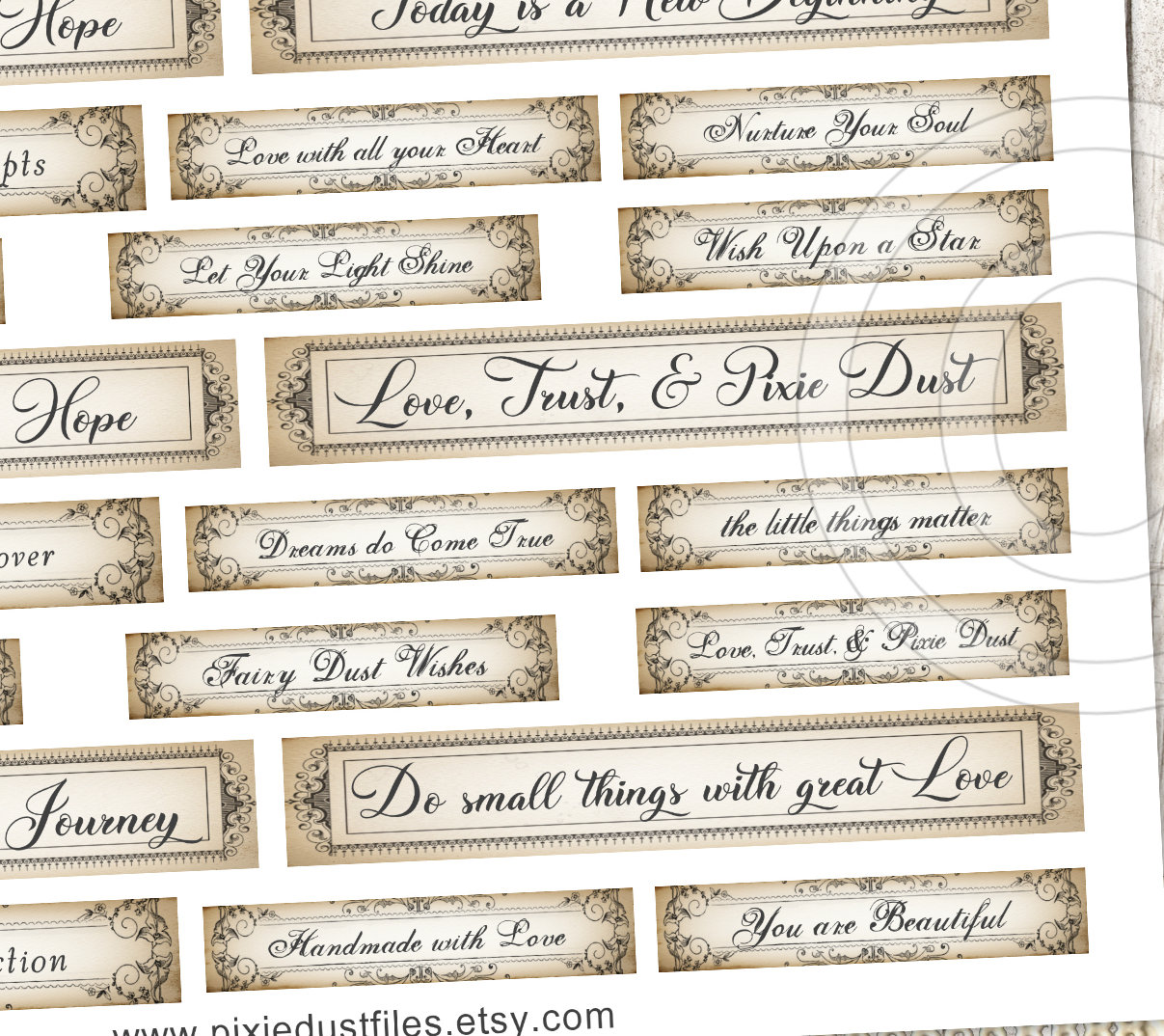Junk Journal Labels, Quotes, Positive Words, Printable Digital Collage ...