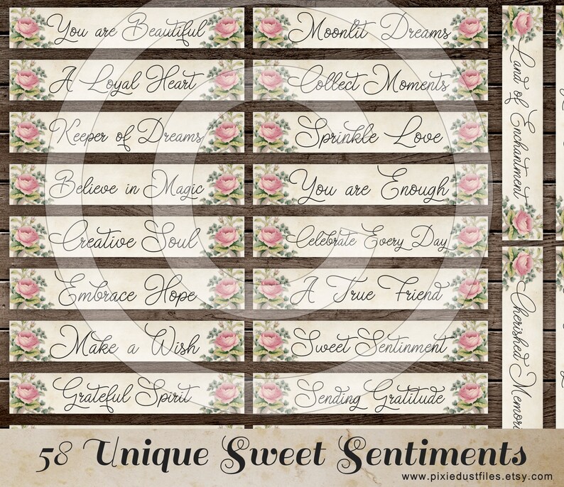 Printable Positive Quotes, Words, Vintage Shabby Chic Labels, Junk ...