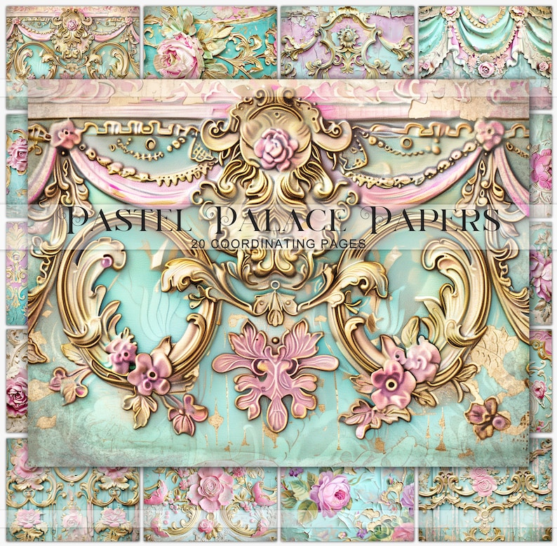 Pastel Palace Printable Paper, Junk Journal Pages, Digital Download ...