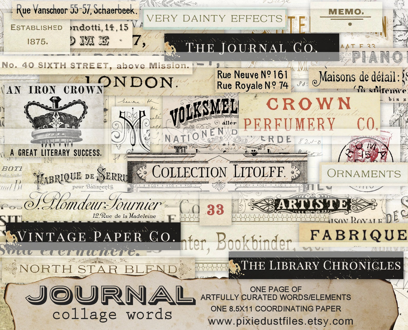 Junk Journal Kit Labels Words and Numbers Printable Vintage - Etsy